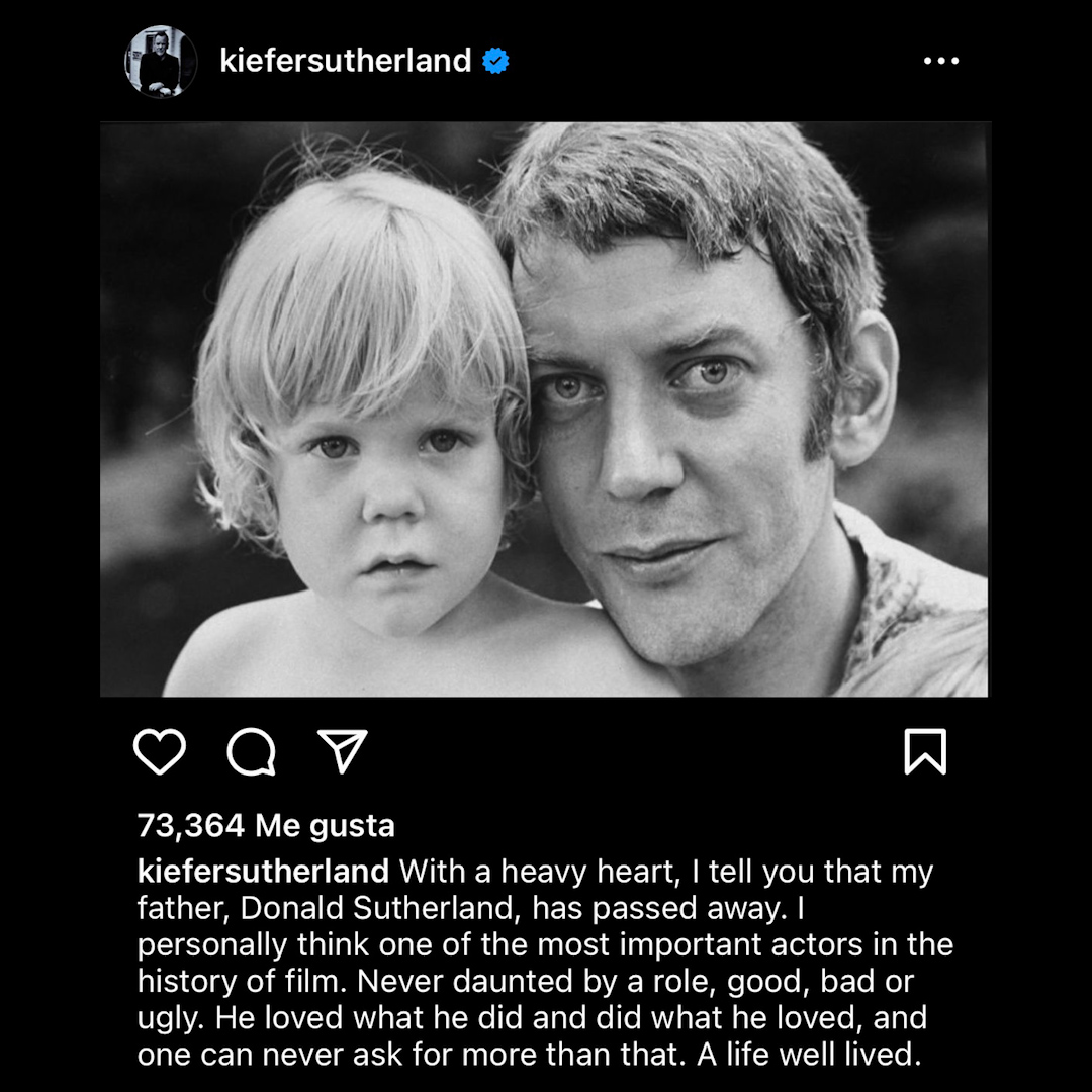 Falleció el gran actor Donald Sutherland, a los 88 años - WARP.la